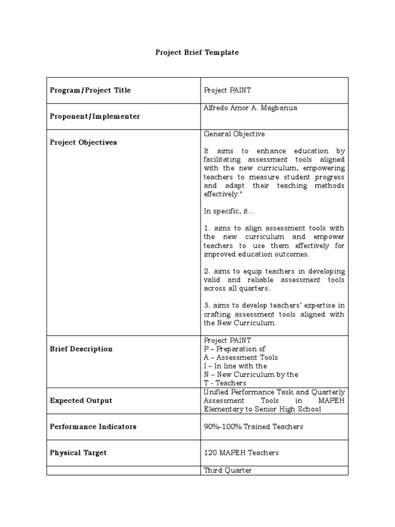 MAPEH Project PAINT Template | PDF