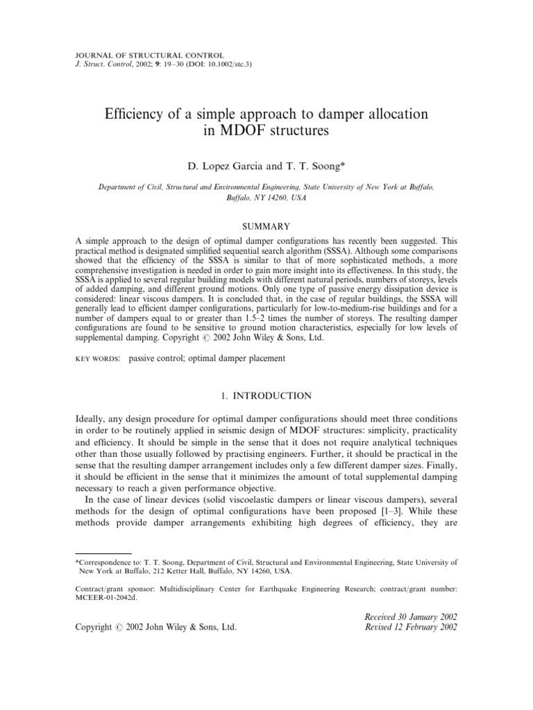 Lopez, D. (2002) - Efficiency of A Simple Approach To Damper Allocation ... Lopez, D. (2002) - Efficiency of A Simple Approach To Damper Allocation ...