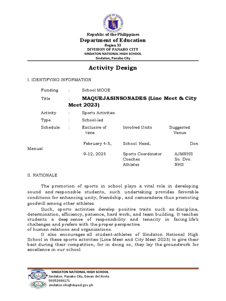 Sports 2023 - Activity Design | PDF