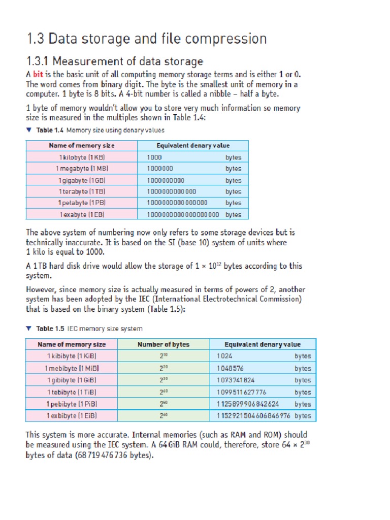 Data Storage and File Compression | PDF