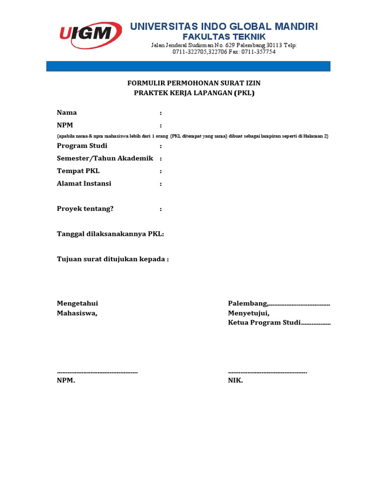Formulir Surat Izin PKL (Rev) | PDF