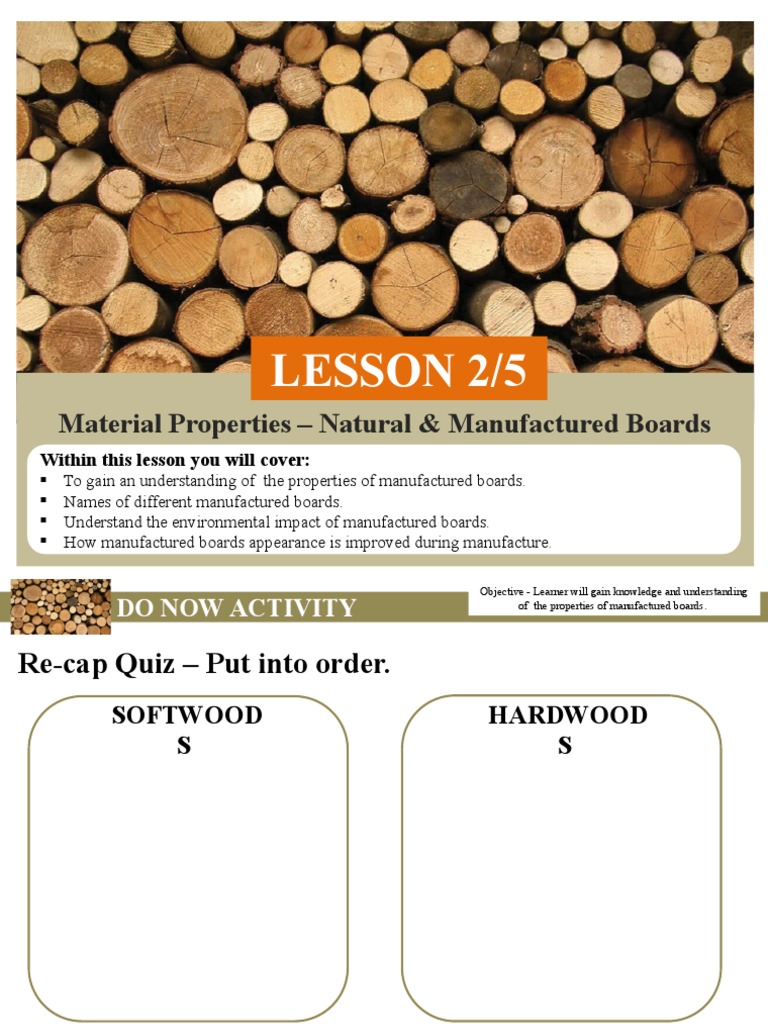 Timbers Lesson 2 | PDF | Lamination | Lumber