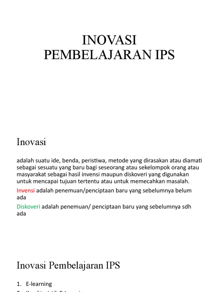 Inovasi Pembelajaran IPS dan E-Learning | PDF