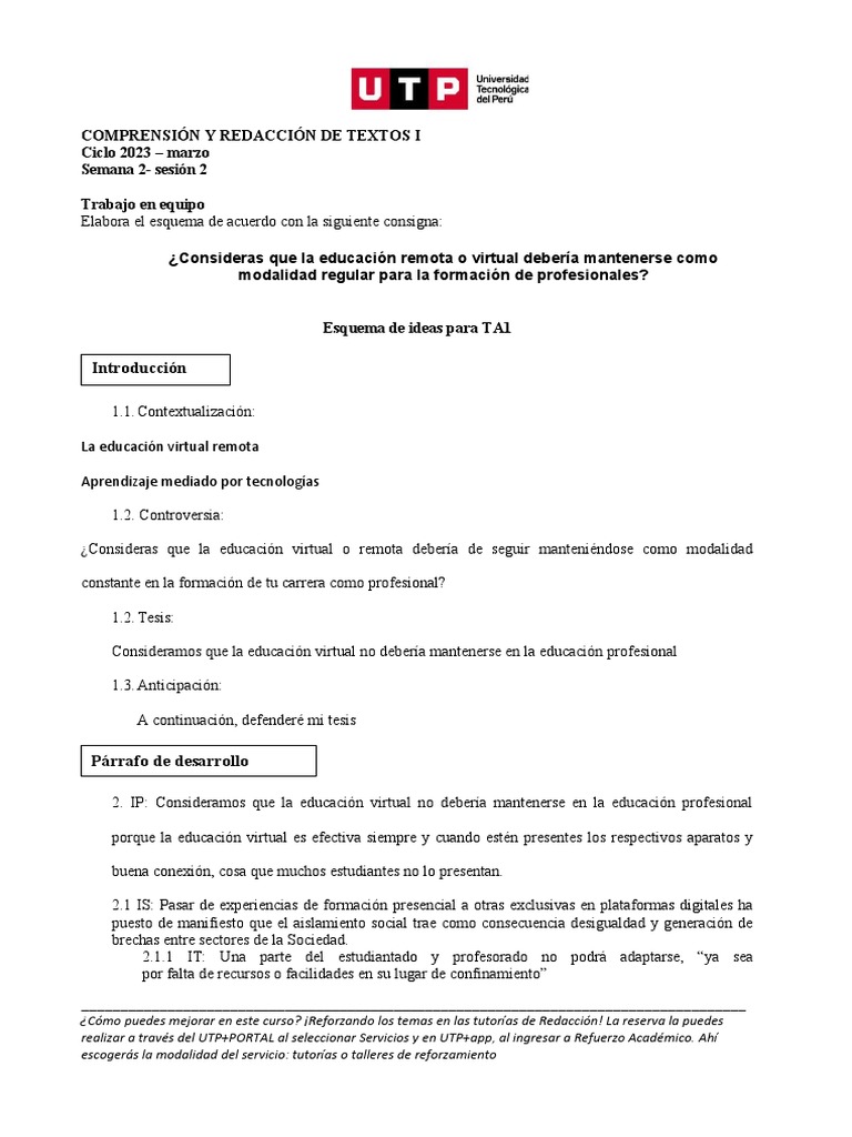 S02.s2-Esquema para TA1 (Material) 2023 Marzo | PDF
