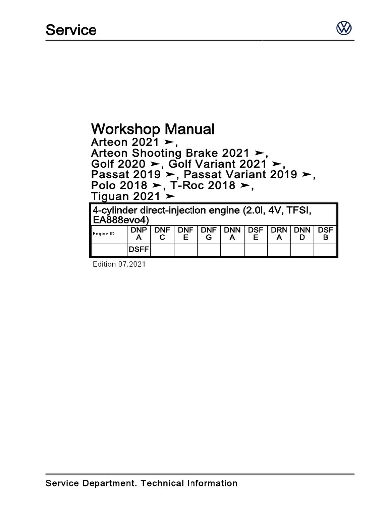 Engine Dnpa DNFC Dnfe DNFG Dnna Dsfe Drna DNND DSFB DSFF Repair Manual ...