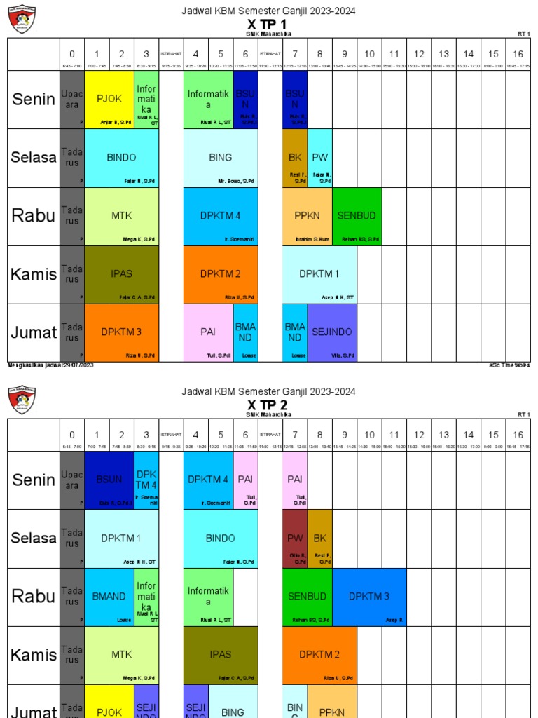 Contoh Jadwal KBM Siswa SMK | PDF