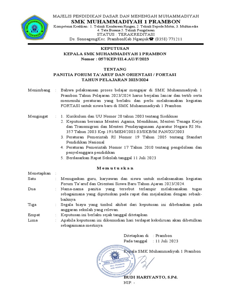 SK Fortasi 2023 | PDF