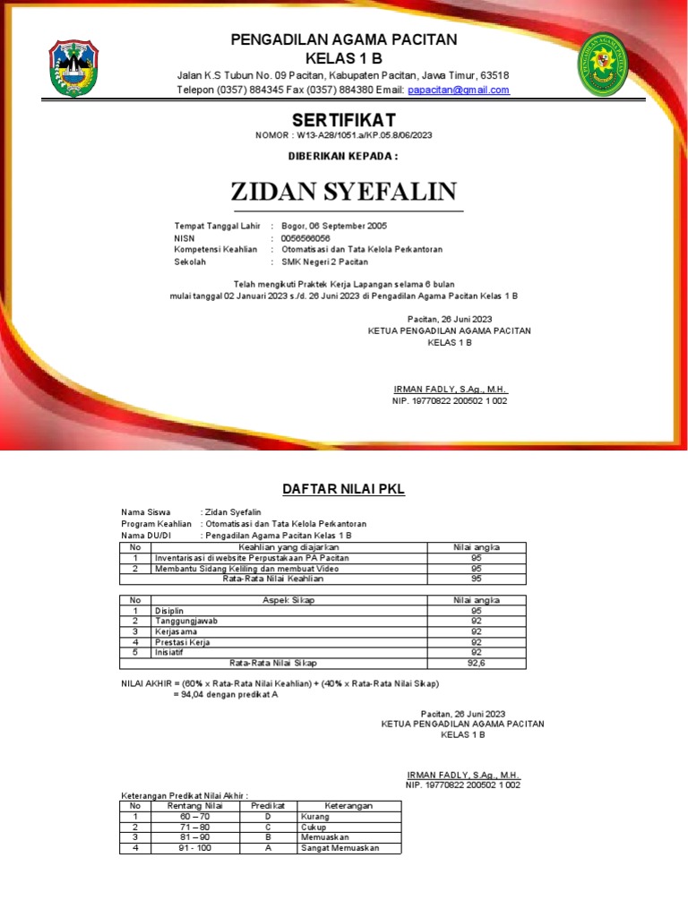 Sertifikat Prakerin | PDF
