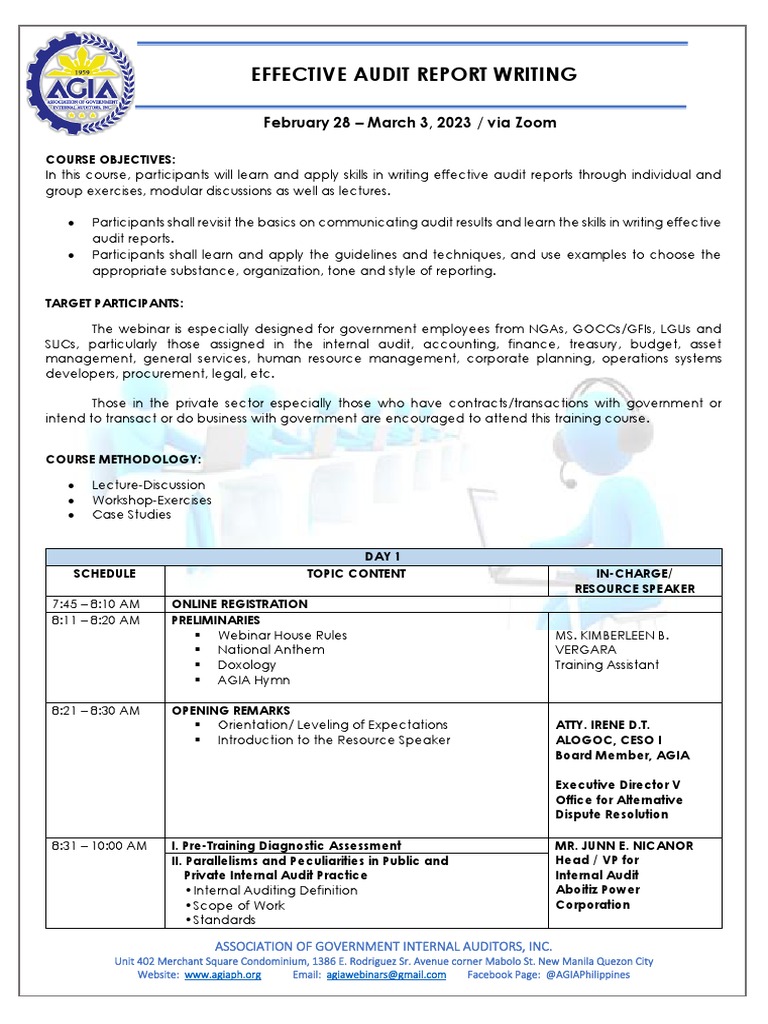 Effective Audit Report Writing Course | PDF | Internal Audit | Audit