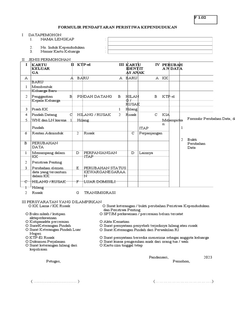Form KTP Baru 2023 | PDF