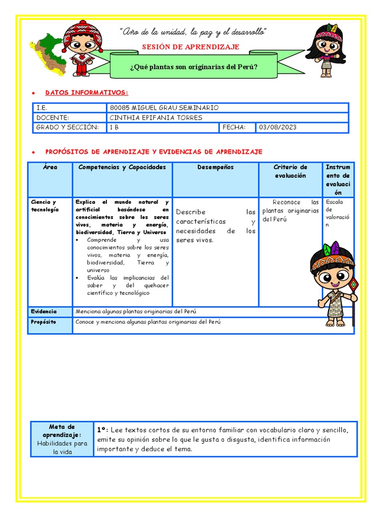 1º E5 Sesion D3 CT Plantas Originarias Del Peru | PDF 1º E5 Sesion D3 CT Plantas Originarias Del Peru | PDF