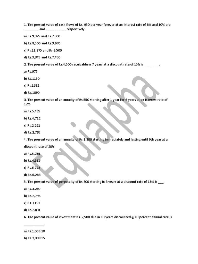 TVM Questions Practice | PDF | Present Value | Interest