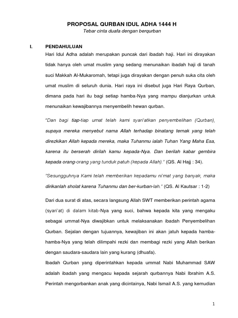 Proposal Qurban Idul Adha 1444 H | PDF
