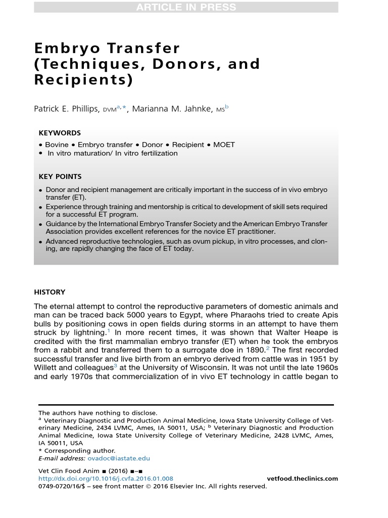 Embryo Transfer | PDF | Reproduction | Biological Processes