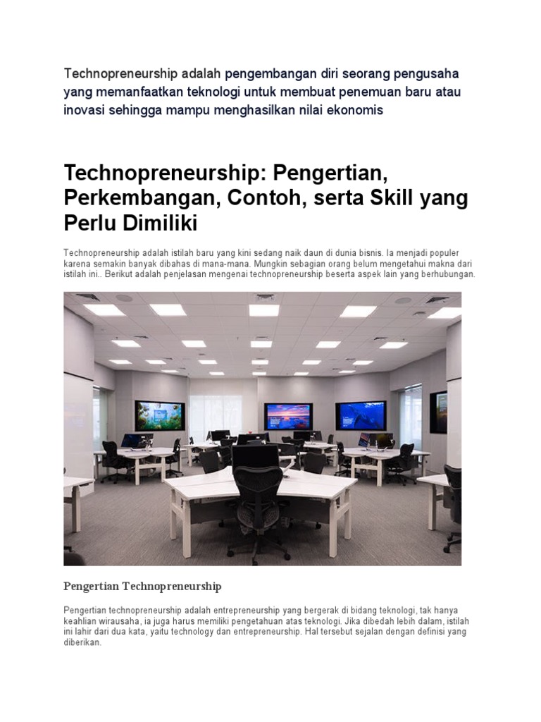 Technopreneurship Adalah | PDF