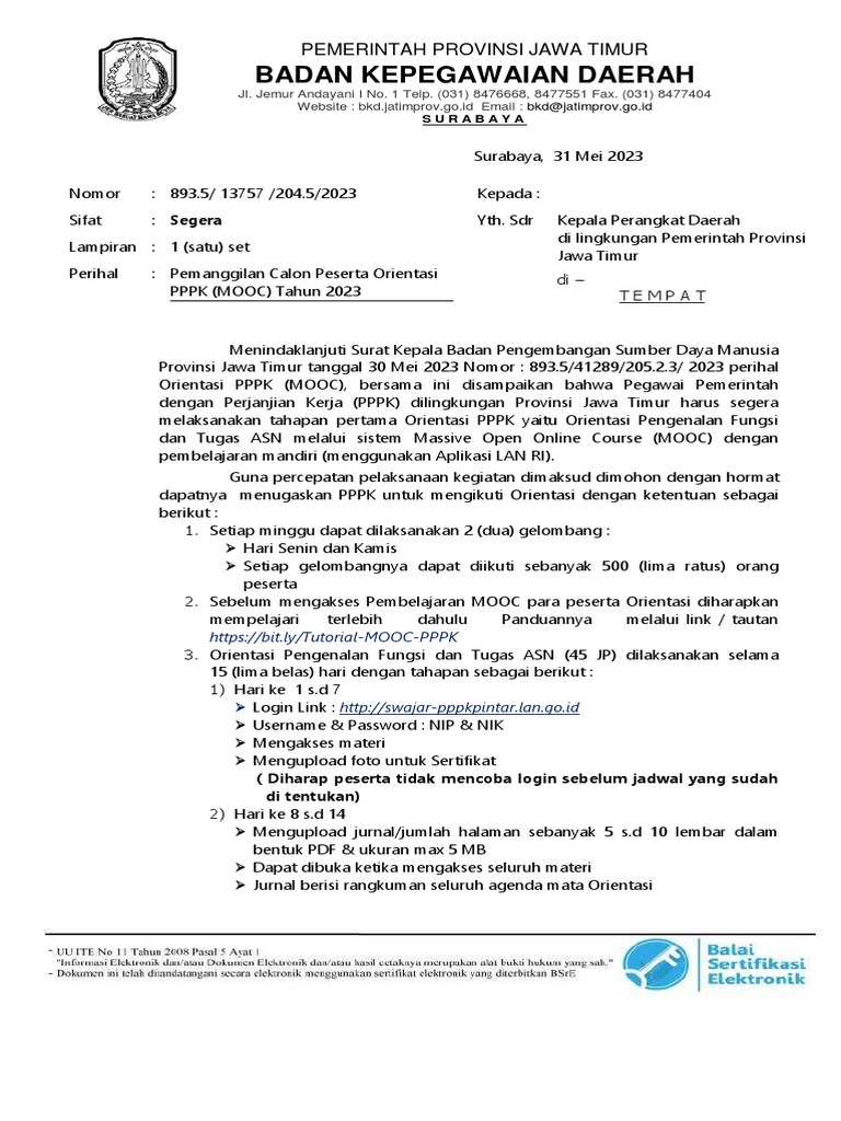 Surat Panggilan Mooc-5rb | PDF