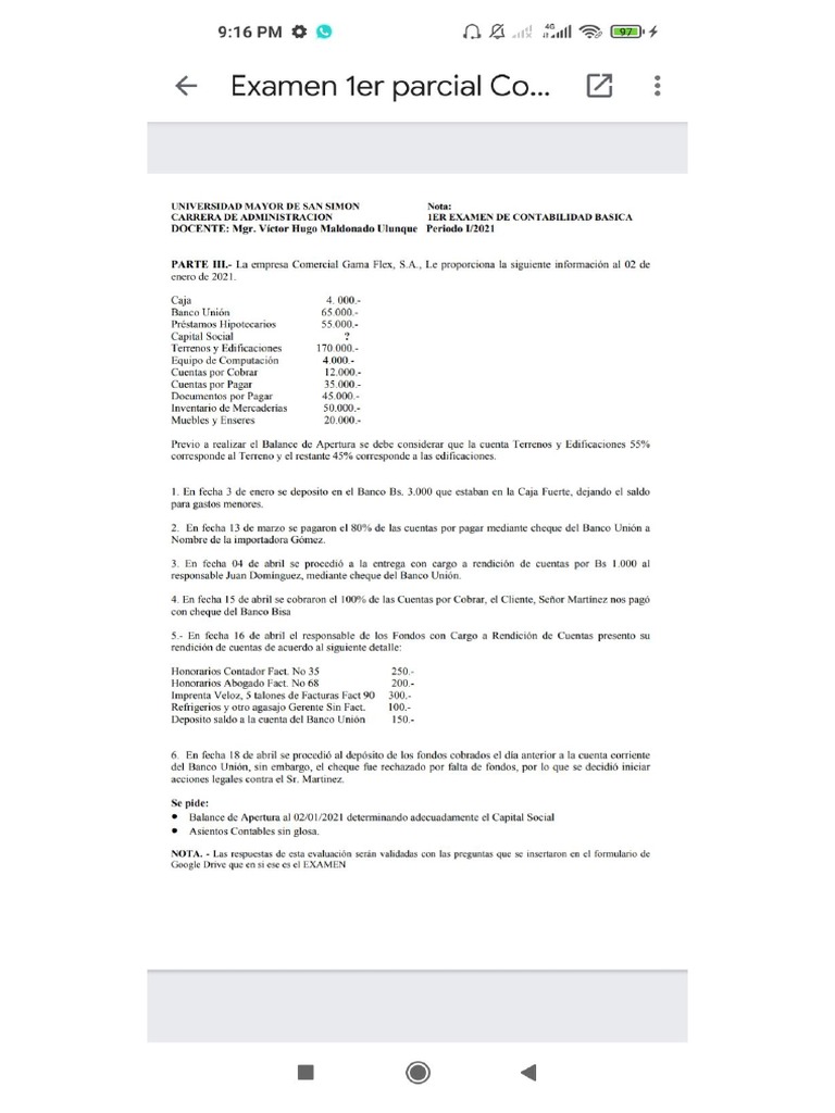 Contabilidad I Lice Maldonado Examenes | PDF