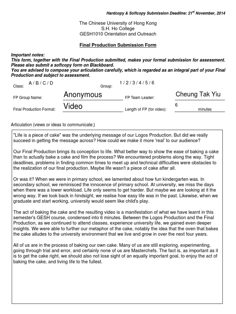 8.1. Final Production Submission Form - v3 | PDF