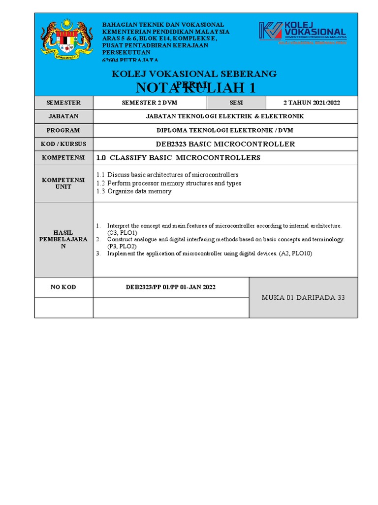 Nota Kuliah 01-c1 | PDF