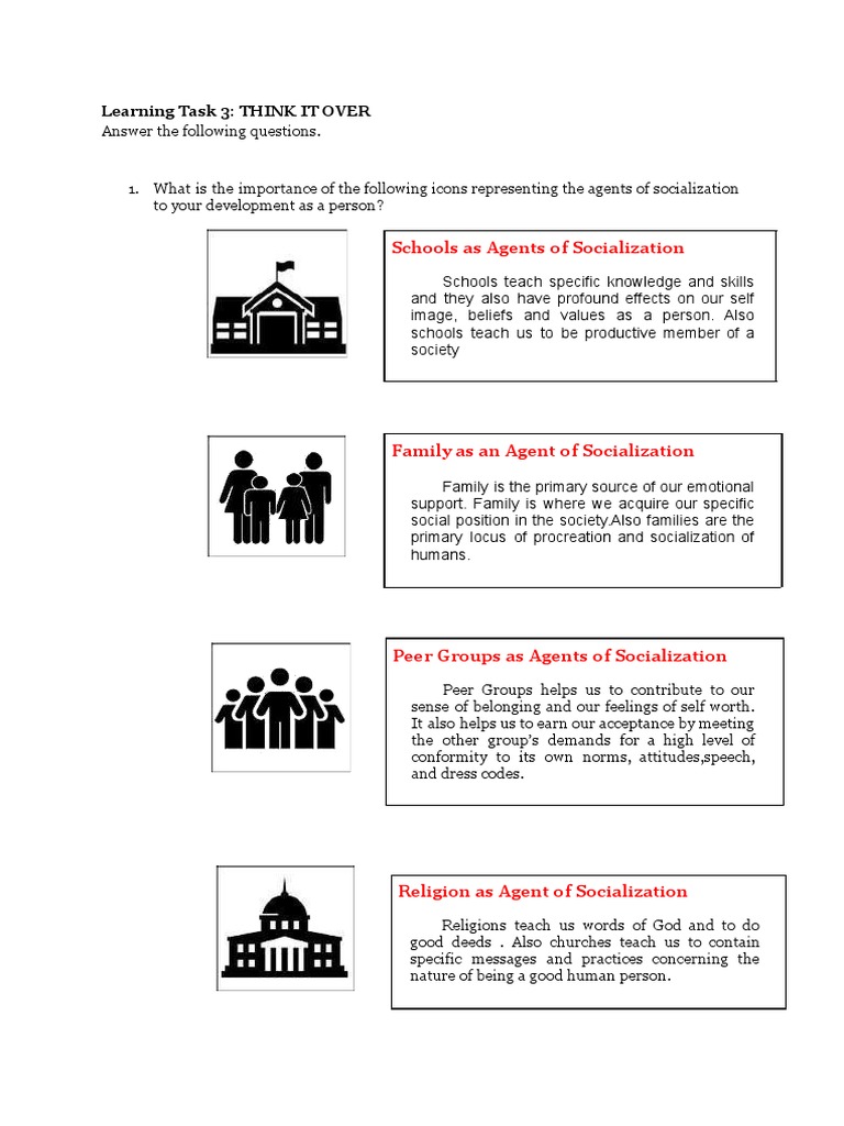 UCSP Learning Task 3 Socialization | PDF | Socialization | Cognition