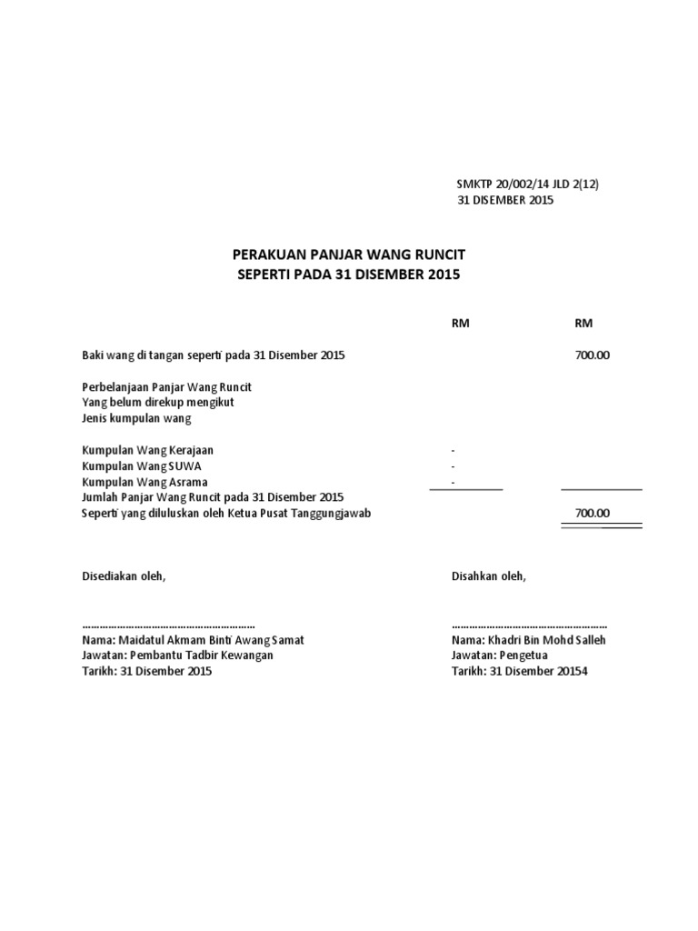 Perkauan Panjar Wang Runcit | PDF