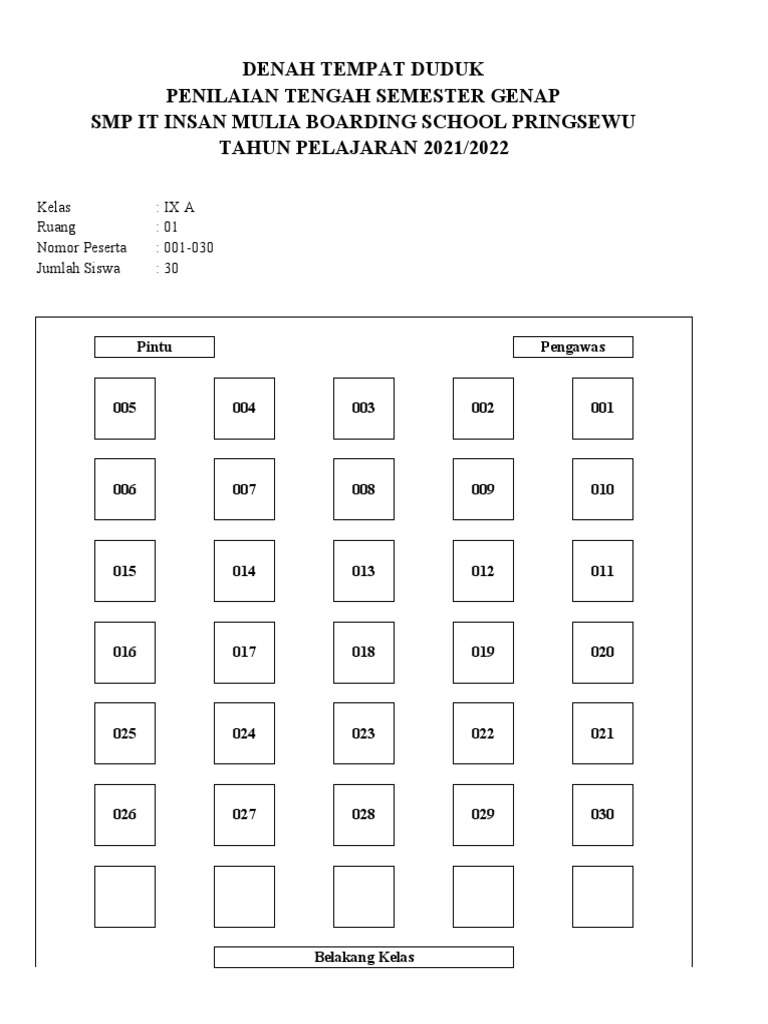 Denah Tempat Duduk | PDF