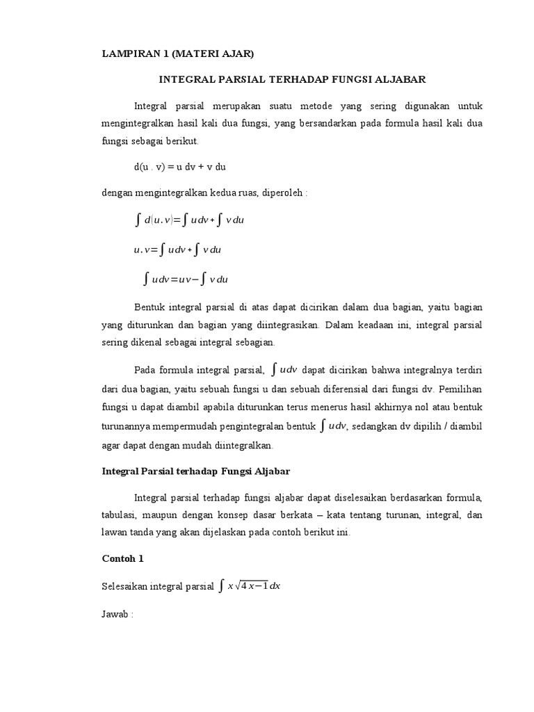 Integral Parsial | PDF | Metode & Bahan Ajar