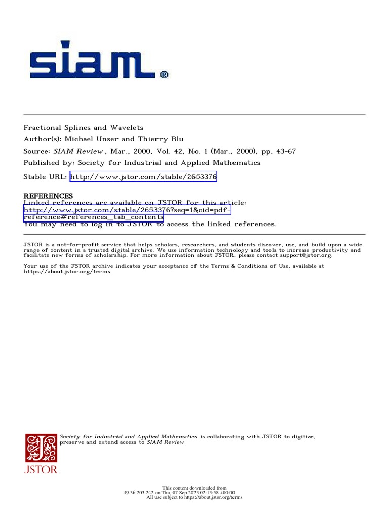 Fractional Splines And Wavelets Pdf Fourier Transform Spline Mathematics 