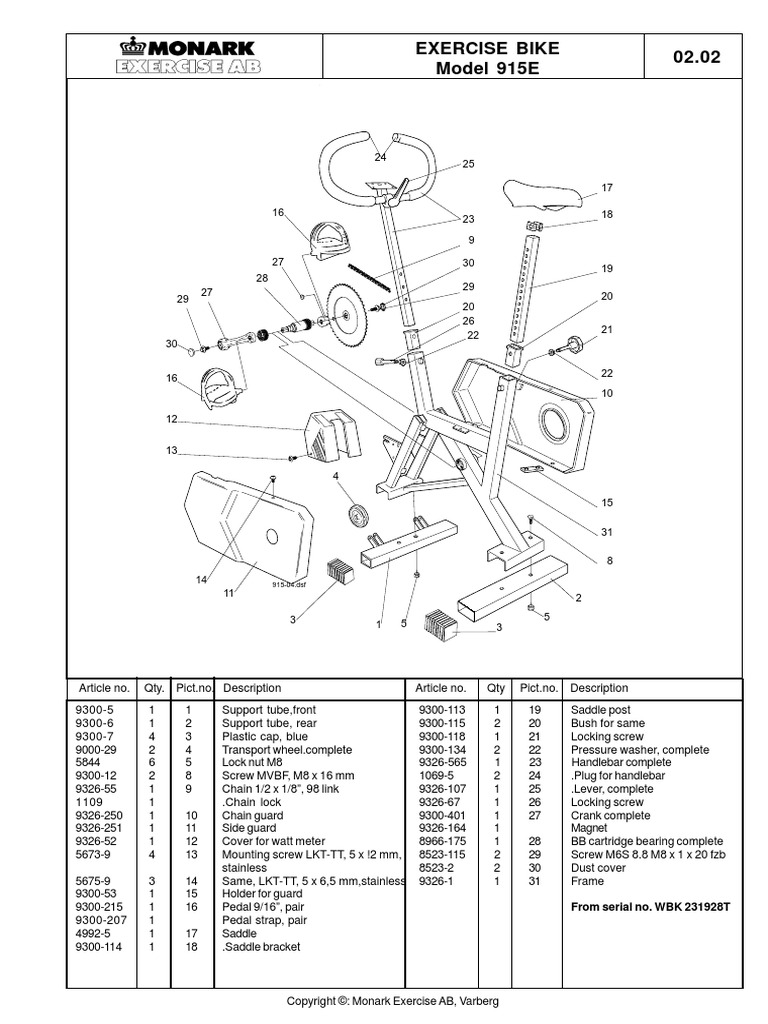 Monark 915 Exploded Diagram | PDF | Equipment | Vehicle Parts