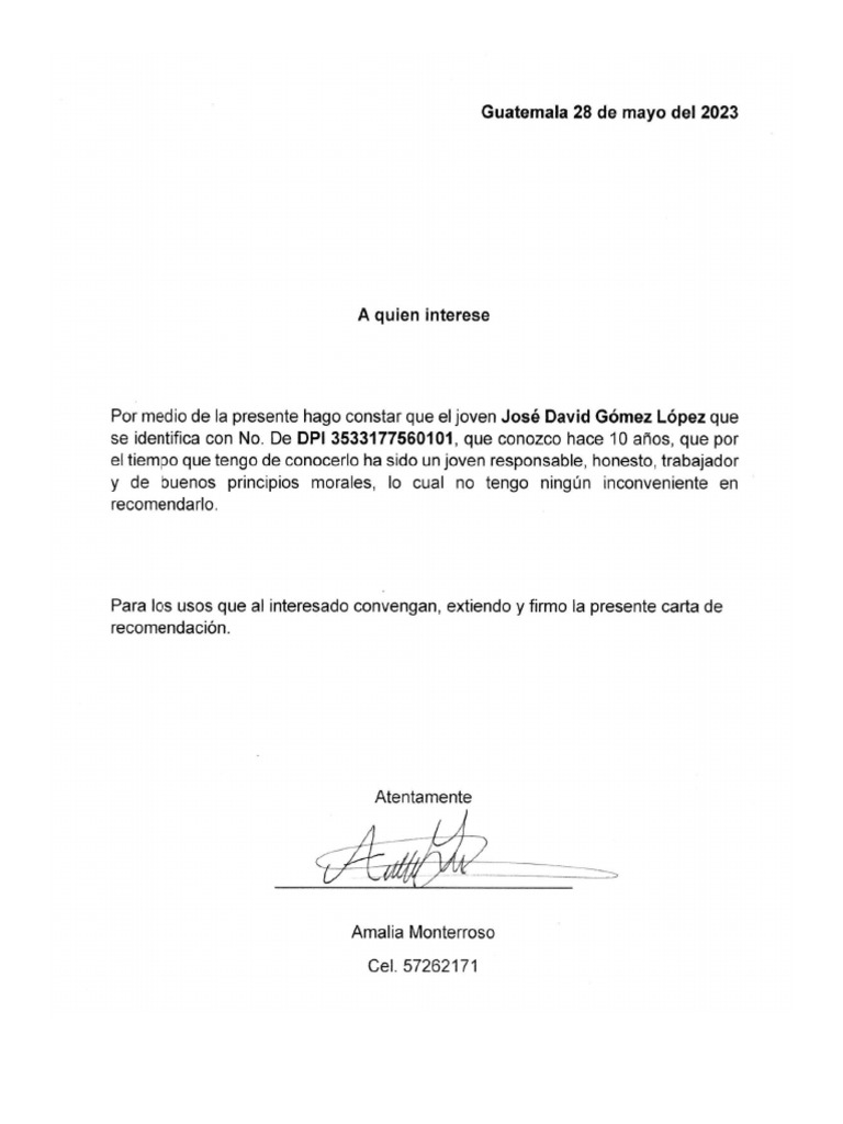 Cartas, Carta Trabajo y Nit | PDF