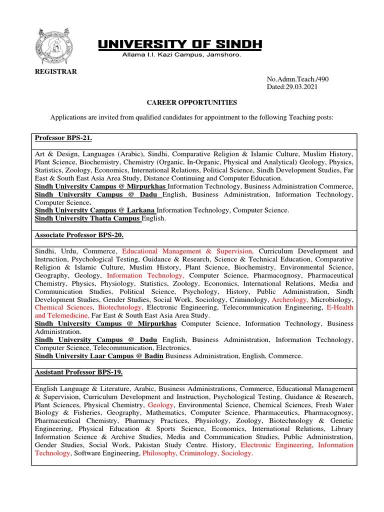 Final Advertisment No - Admn.teach.490 Dated 29.03.2021 | PDF | Postgraduate Education ...