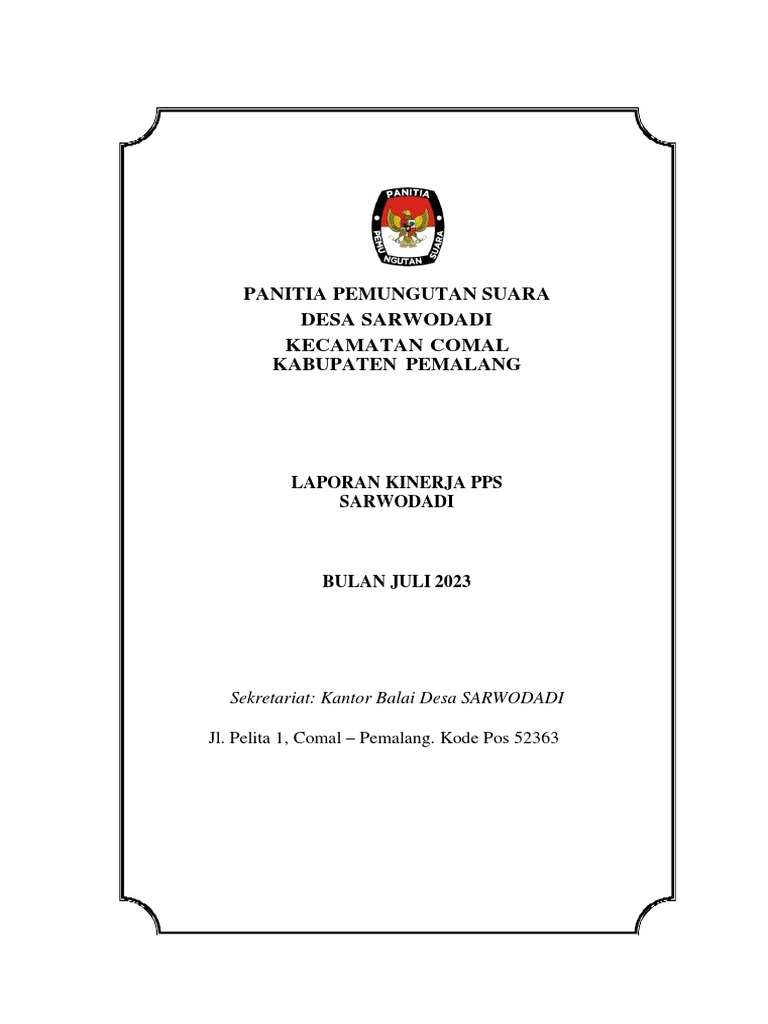 Laporan Kinerja PPS Sarwodadi Juli 2023 | PDF