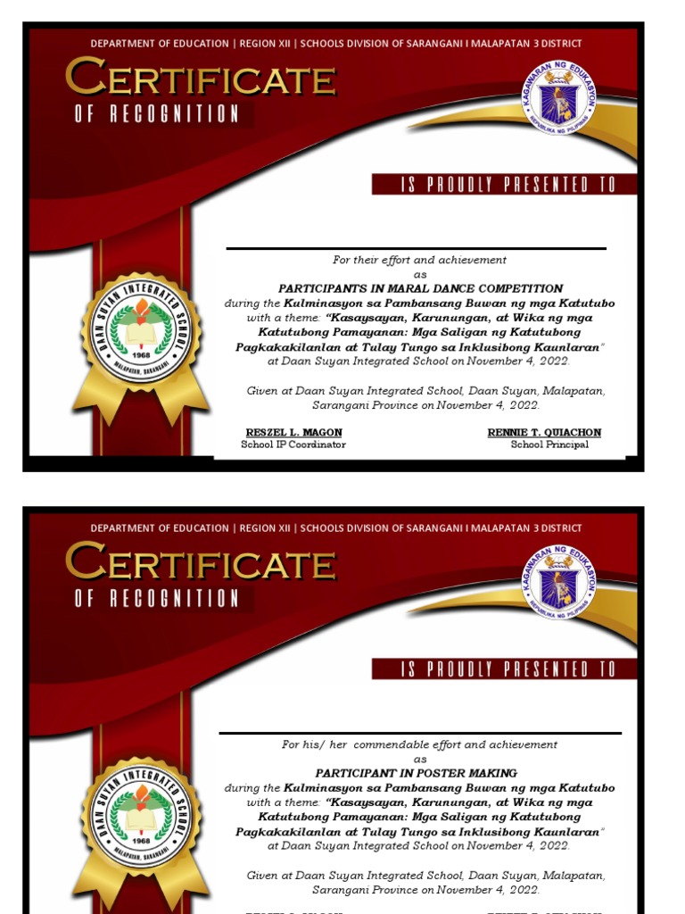 Certificate of Recognition Participants | PDF