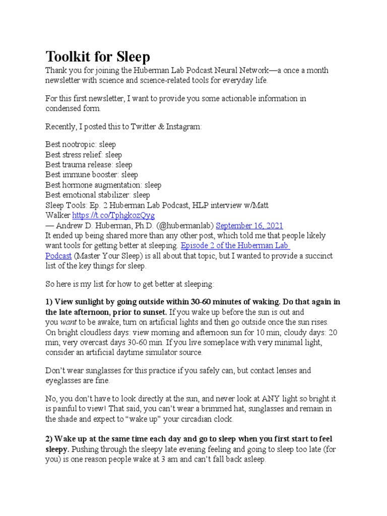 Toolkit For Sleep | PDF | Dietary Fiber | Diet & Nutrition