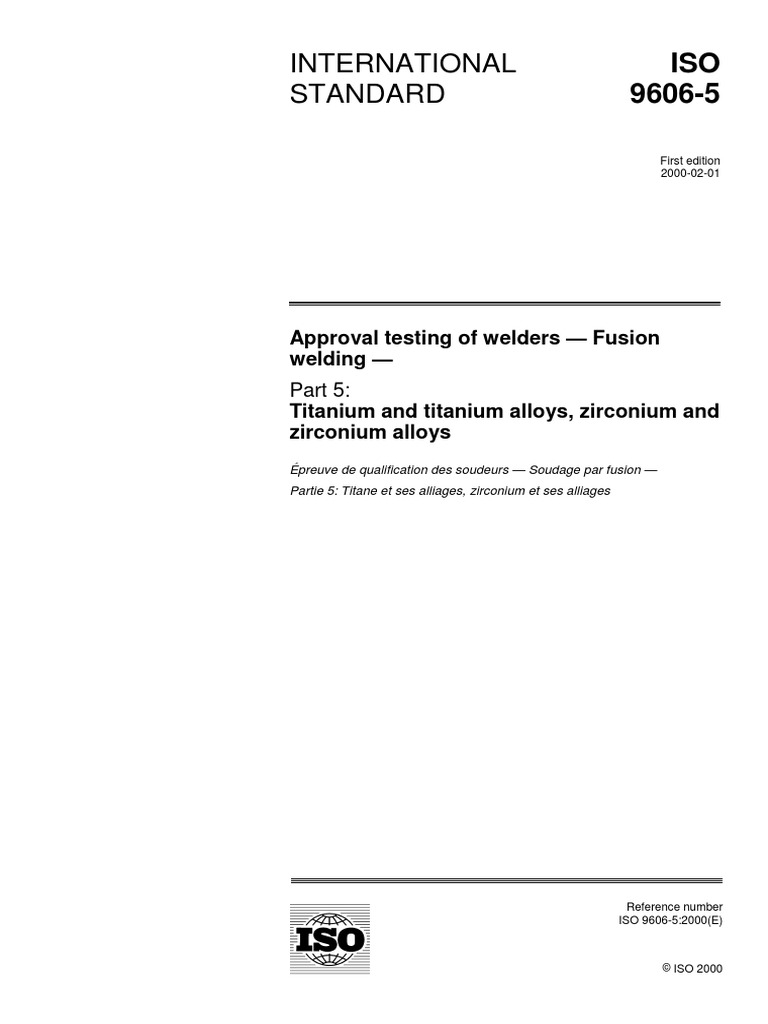 ISO 9606-5 2000 Qualification Testing of Welders-Fusion Welding Part 5 ...