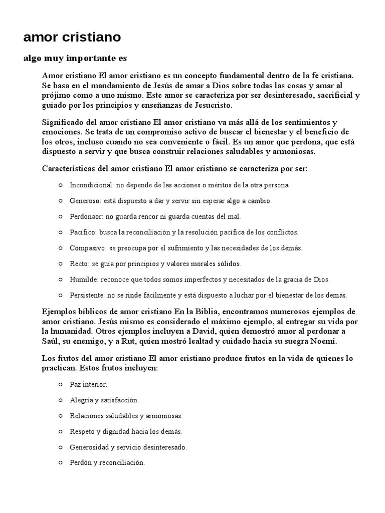 Características del Amor Cristiano | PDF | Amor | Jesús
