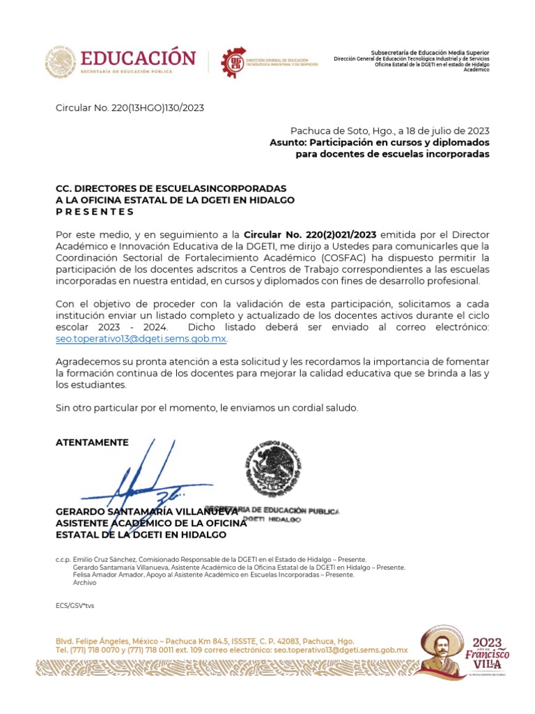 Cir 130 - 23 - Participación en Cosfac | PDF