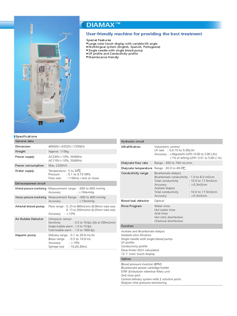 Nipro - Diamax | PDF | Hemodialysis | Medical Specialties