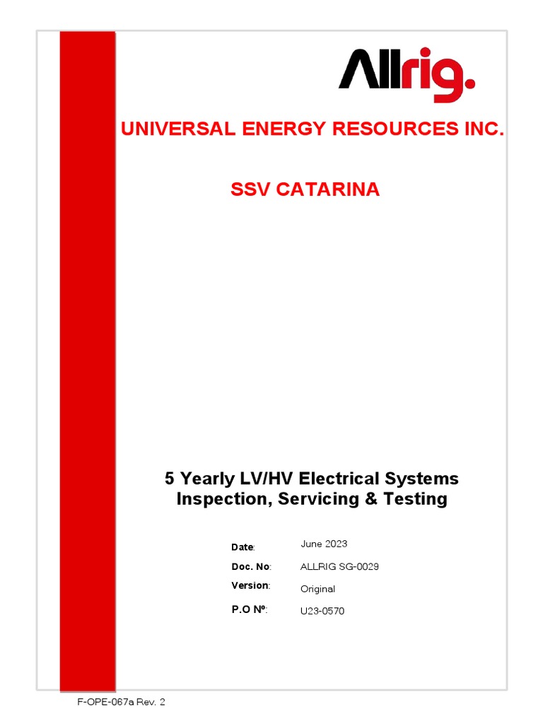 SG-0029 SSV Catarina - 5 Yearly Electrical Maintenance & Servicing - Compressed | Download Free ...