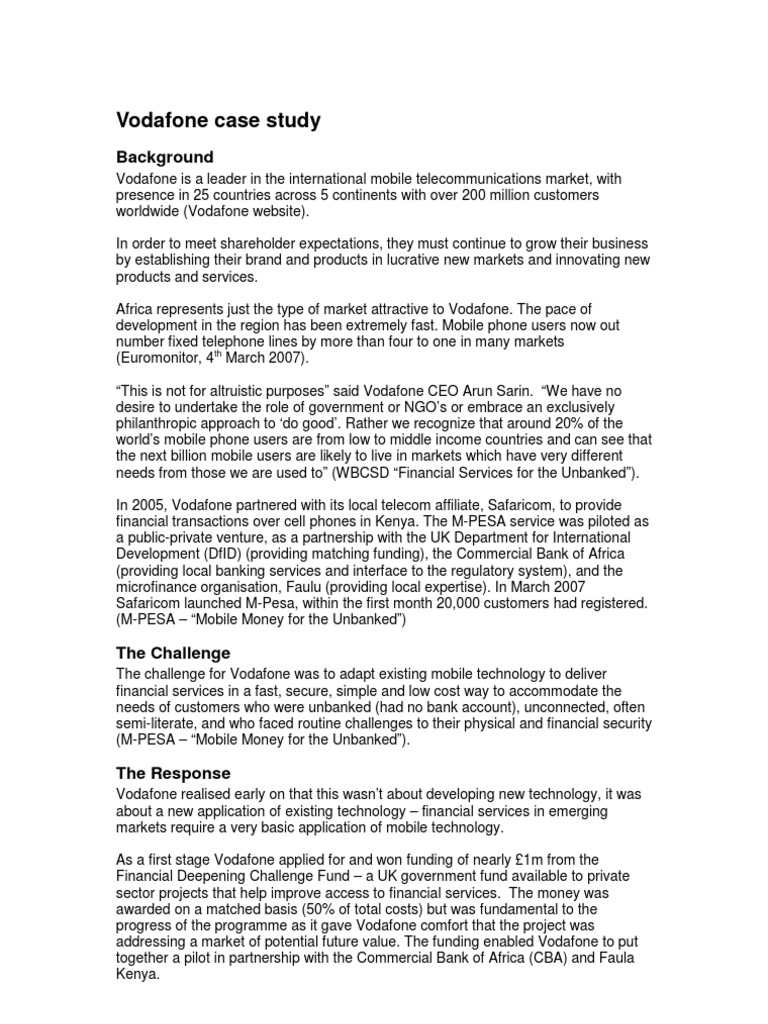 Vodafone Case Study | PDF | Service Industries | Business