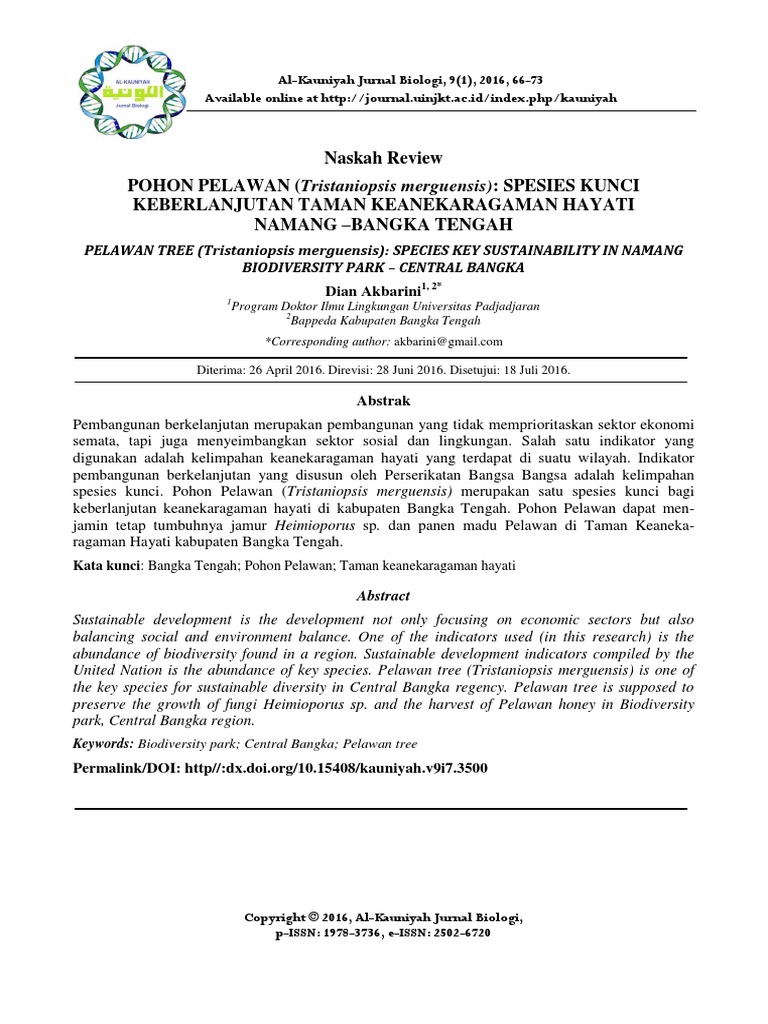 POHON PELAWAN Tristaniopsis Merguensis S | PDF
