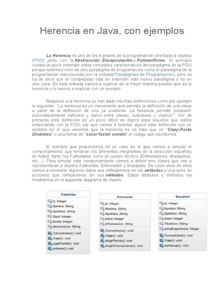 Herencia en Java | PDF | Herencia (Programación Orientada a Objetos ... Herencia en Java | PDF | Herencia (Programación Orientada a Objetos ...