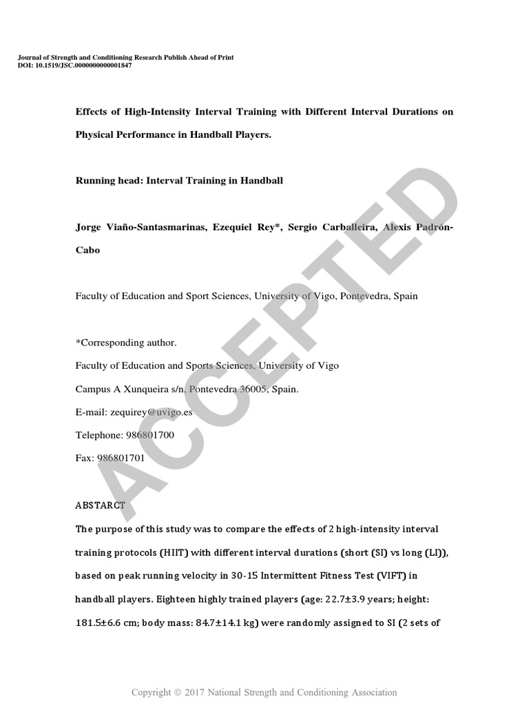 Effects of High Intensity Interval Training With.96125 | PDF | High ...