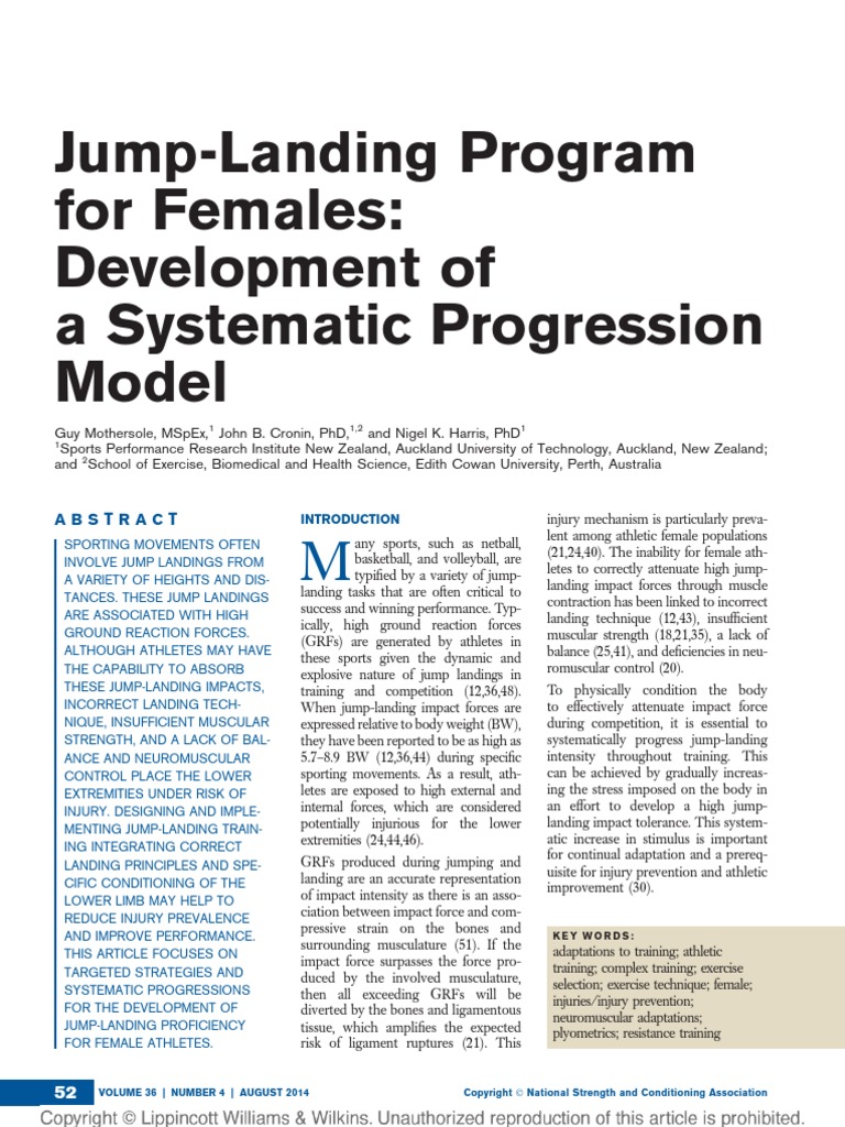 Jump Landing Program for Females Development of.8 | PDF | Strength ...