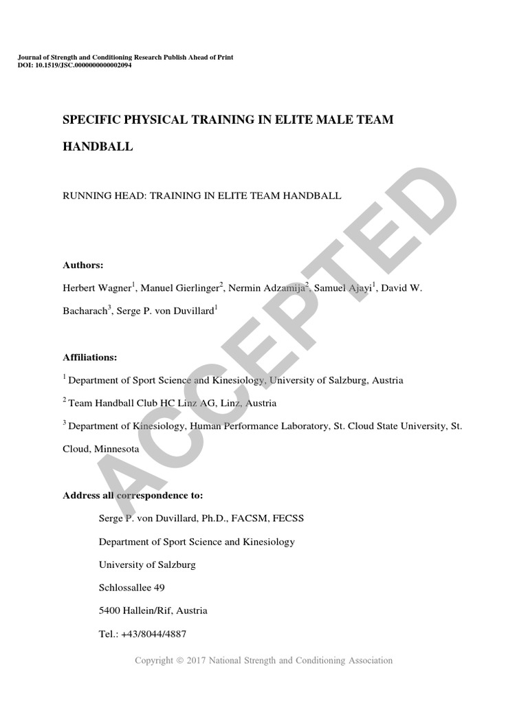Specific Physical Training in Elite Male Team.95893 | PDF | Weight ...