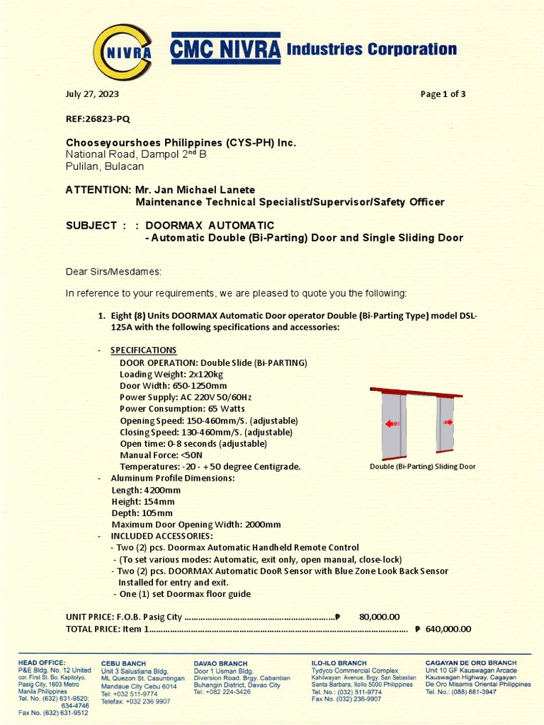 Attachment 3 - Proposal For Automatic Door | PDF | Electrical ...