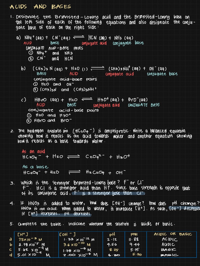 Sample Problems - Acid Base Equilibrium | PDF | Acid | Analytical Chemistry