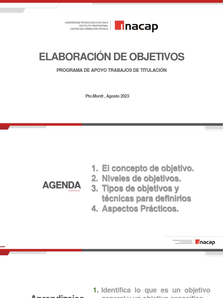 Elaboración de Objetivos | PDF | Evaluación | Planificación