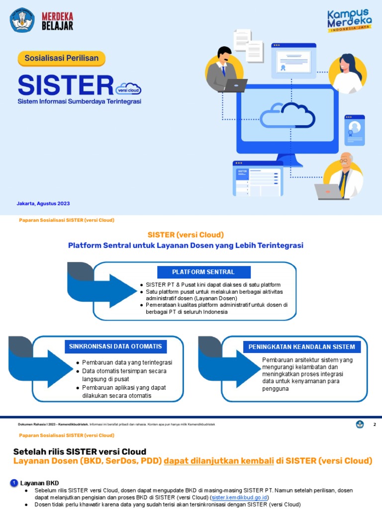 Materi Sosialisasi SISTER Cloud - Aug23 (Edited) | PDF