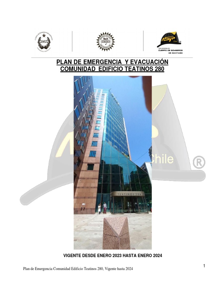 Plan de Emergencia y Evacuación Comunidad Edificio Teatinos 280 | PDF | Temblores | La seguridad